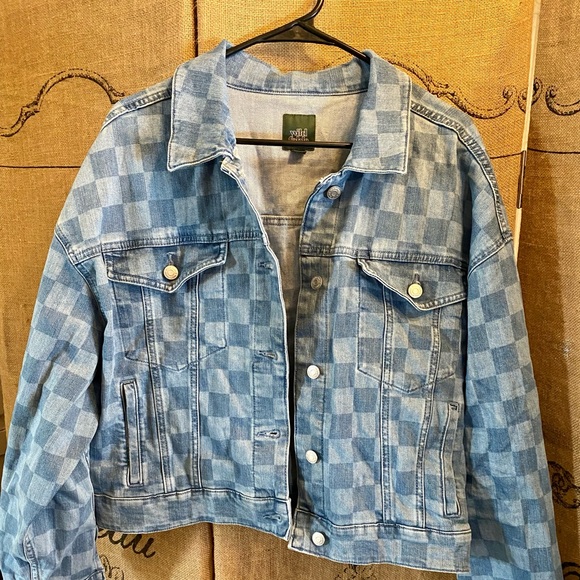 wild fable | Jackets & Coats | Checkered Crop Jean Jacket | Poshmark